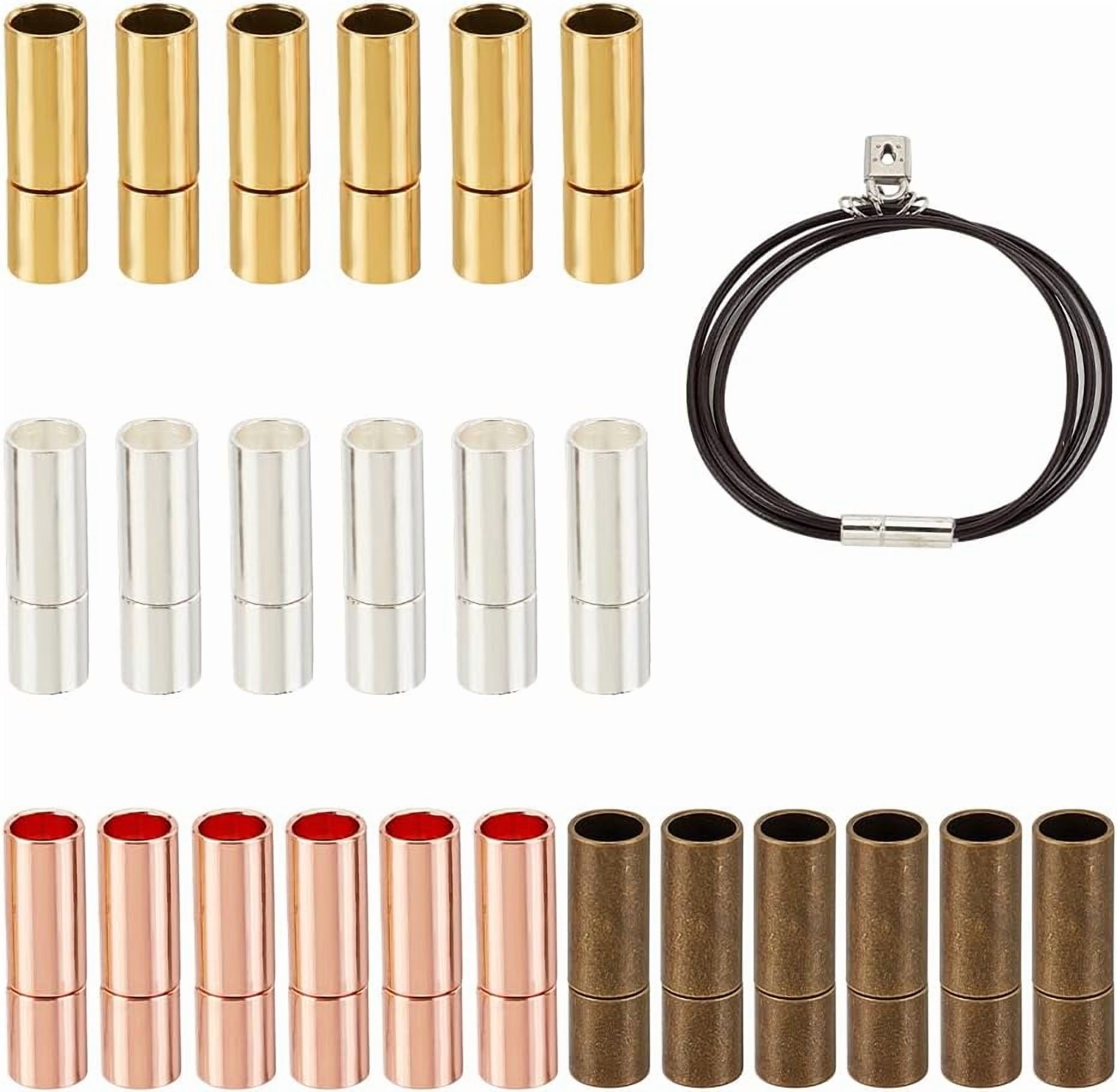 24 Sets 4 Colors Brass Bayonet Clasps 4~5mm Hole Cylinder Bayonet Push ...