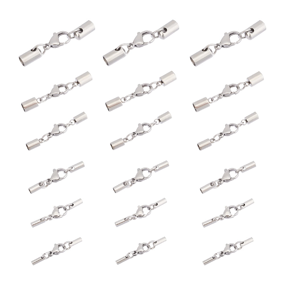 24 Sets 6 Styles Stainless Steel Lobster Claw Clasps with Cord Ends ...
