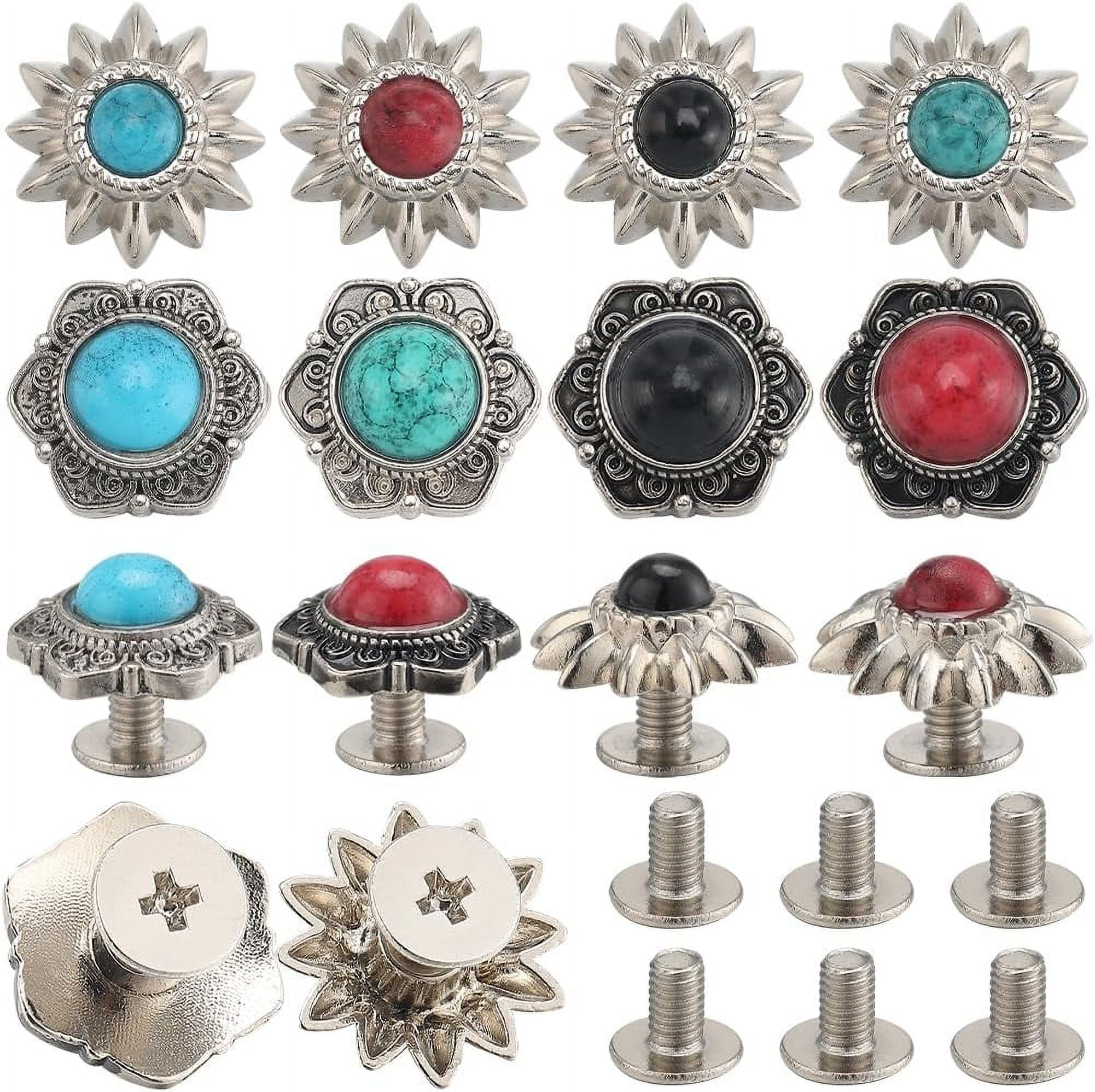 24 Sets 8 Styles Western Screw Back Buttons 13mm Conchos Turquoise ...
