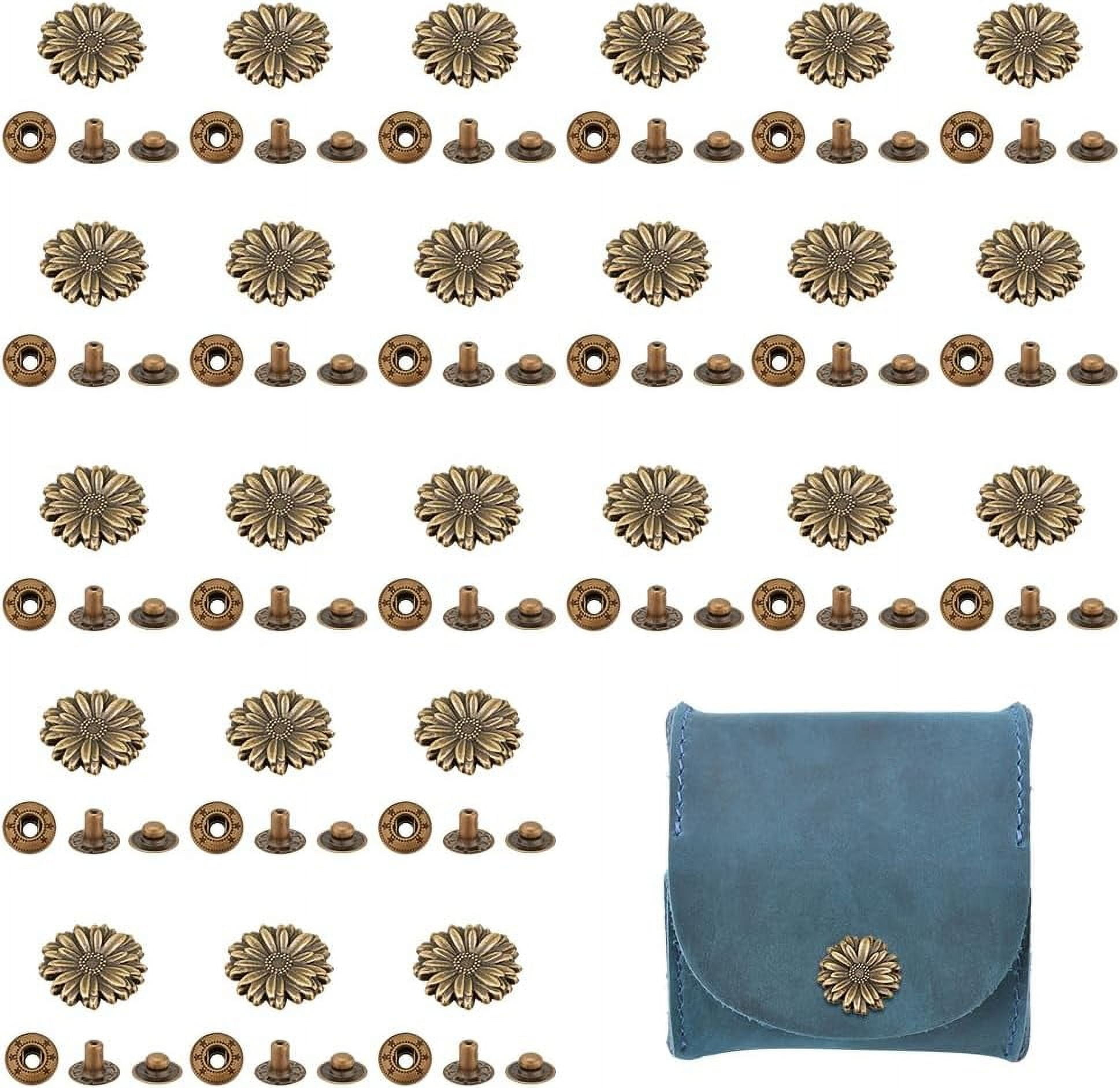 24 Sets Antique Snaps Button 21mm Daisy Vintage Metal Snap Press Stud ...