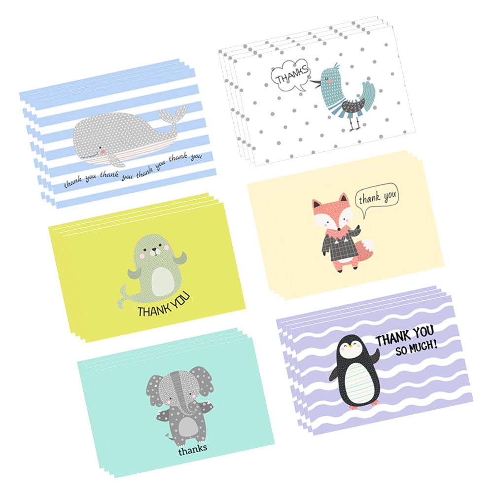 24 Sets Cards Greeting Baby Shower Thank You with Envelopes Cartoon ...