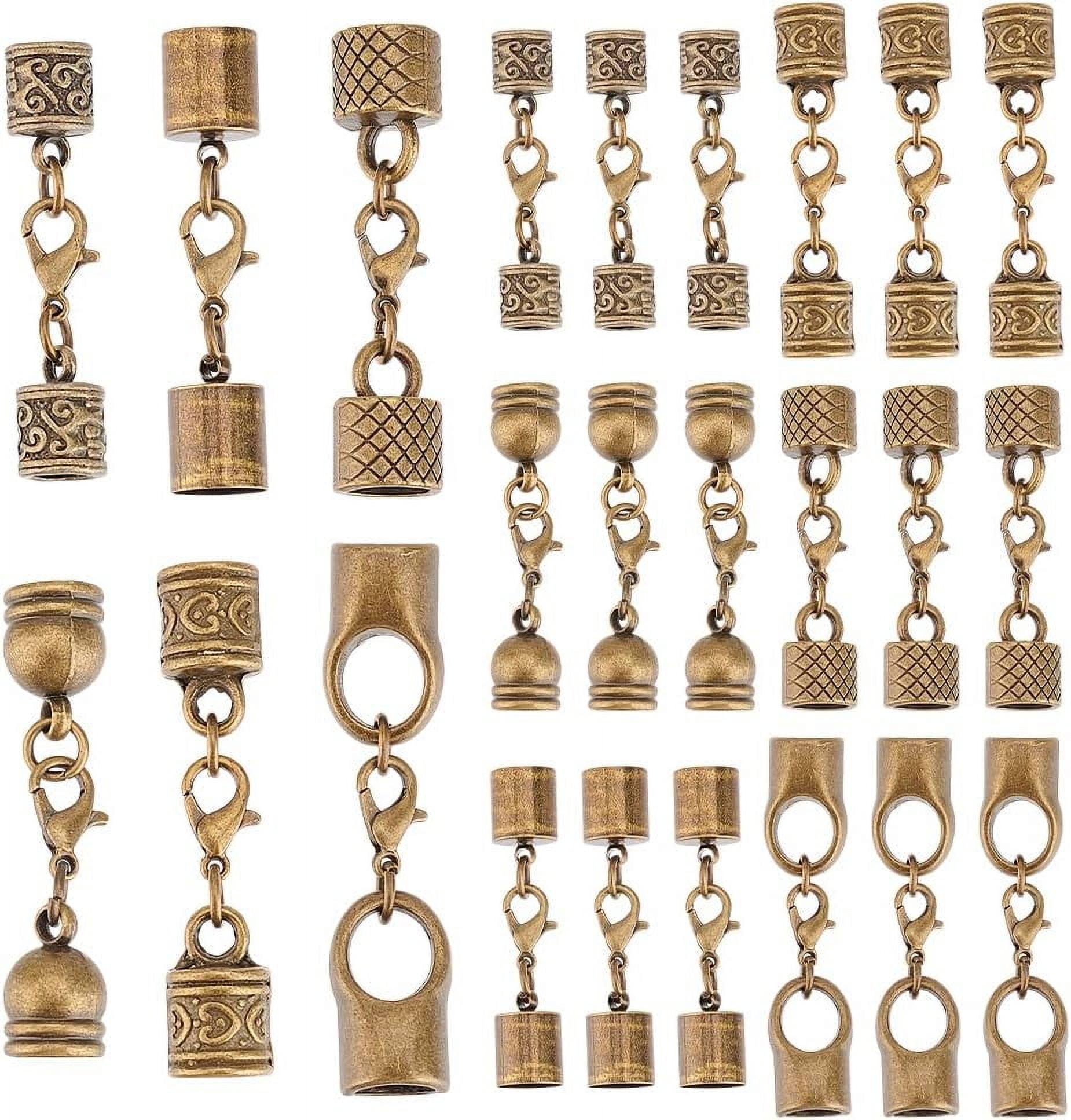 24 Sets Cord End Caps with Lobster Clasp Connector 6 Styles Tibetan ...