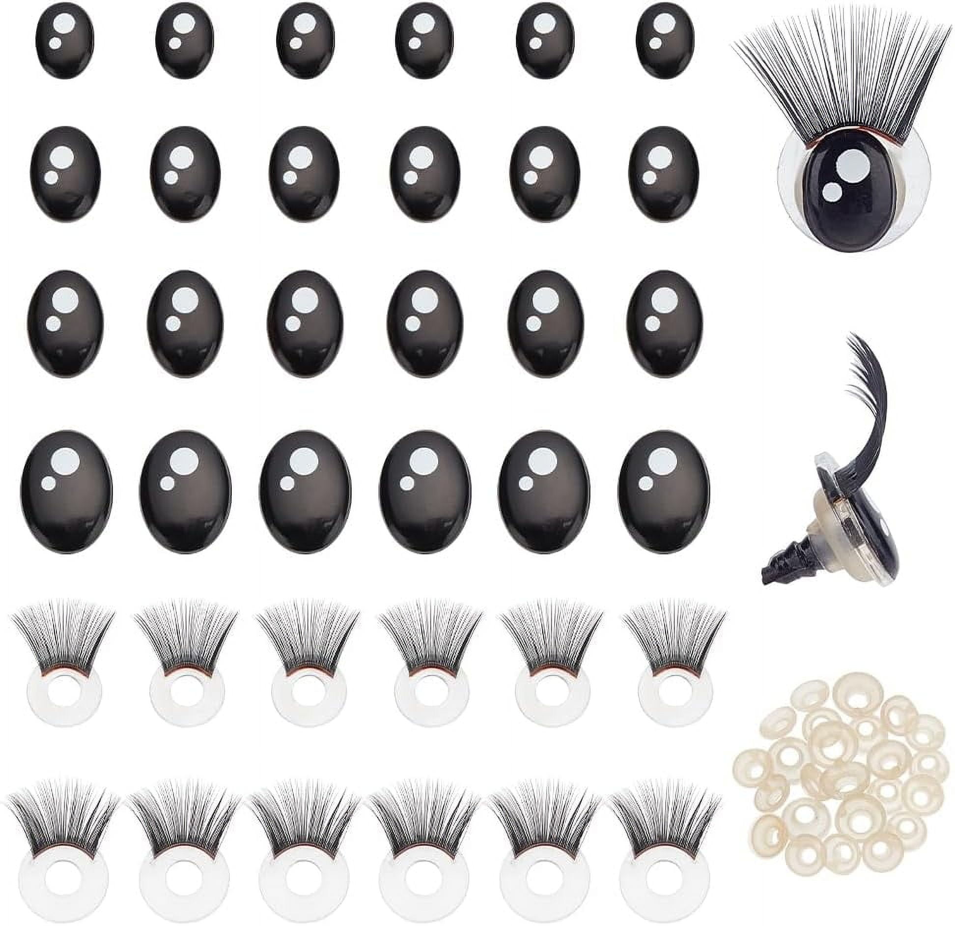 24 Sets Craft Eyes Oval Safety Eyes with Eyelashes 4 Sizes Amigurumi ...