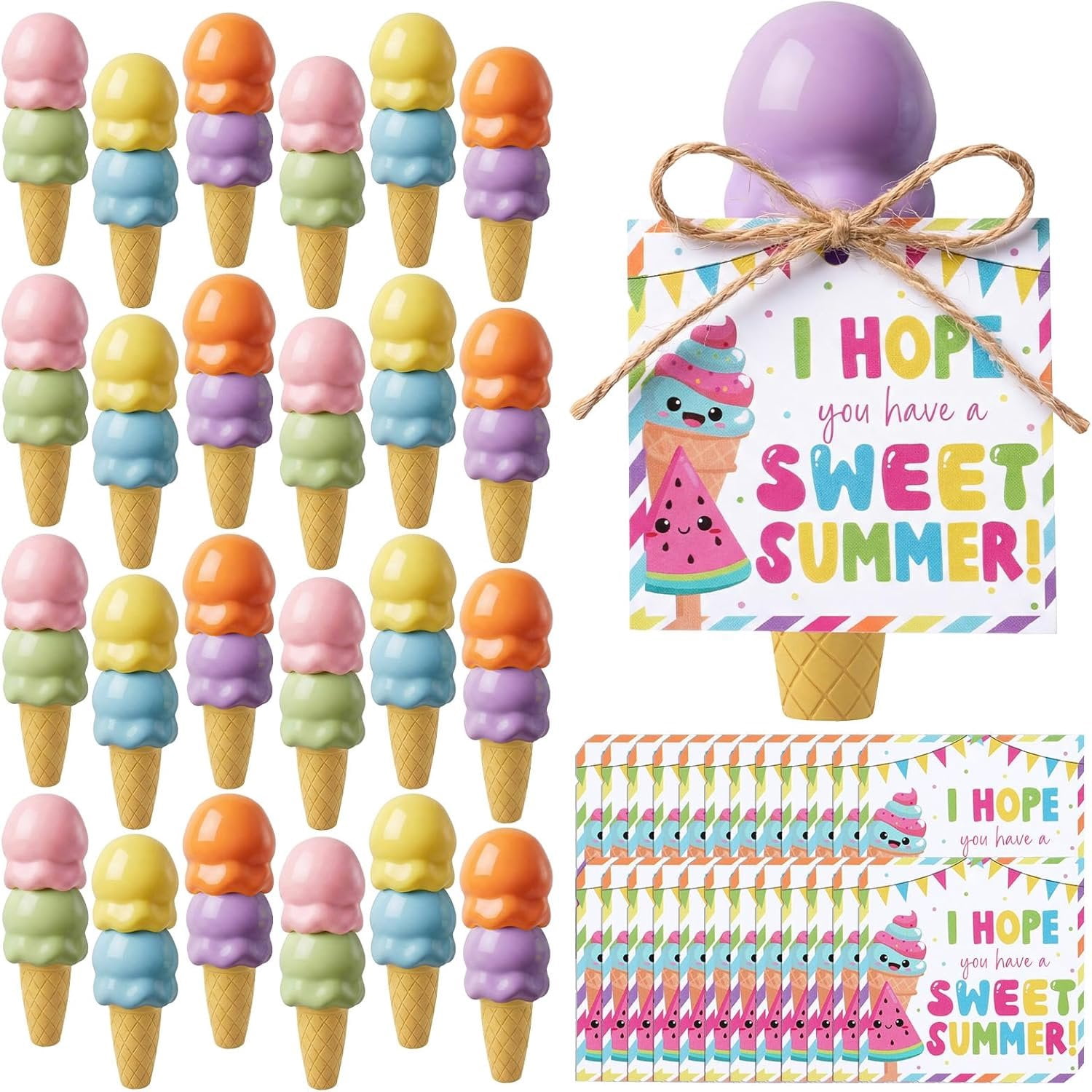 24 Sets End of Year Gifts for Students Bulk Ice Cream Pens with ...