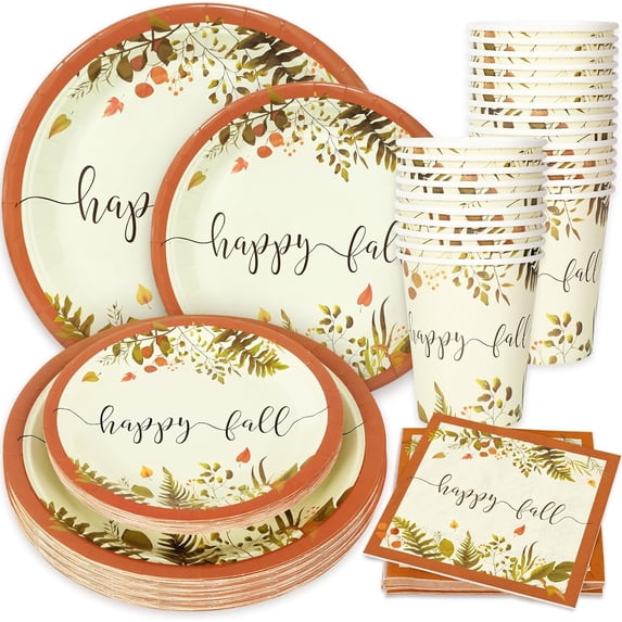 24 Sets Fall Thanksgiving Paper Plates Cups and Napkins Party ...