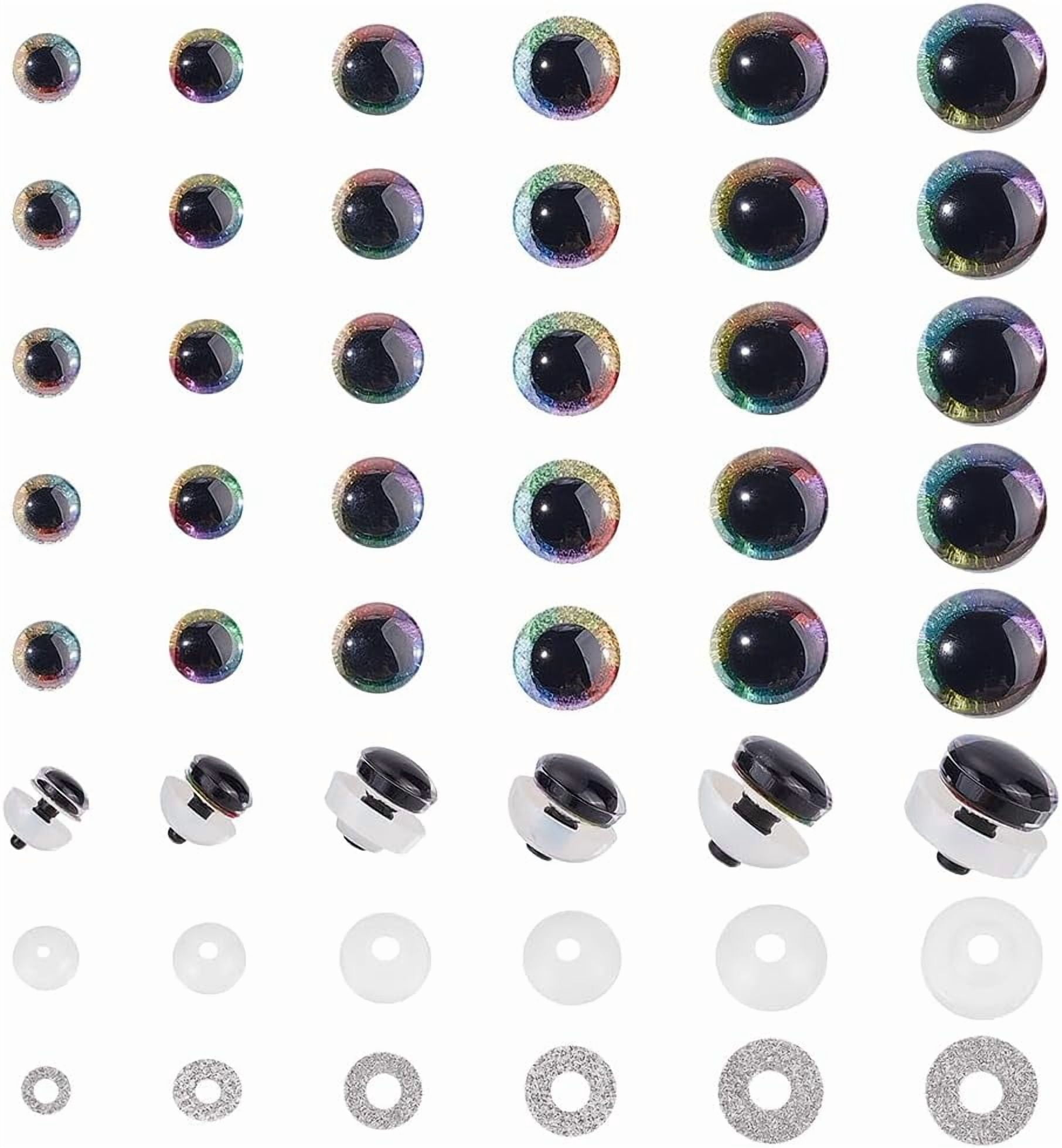 24 Sets Glitter Safety Eyes 6 Sizes Craft Eyes Glitter Animal Eyes ...