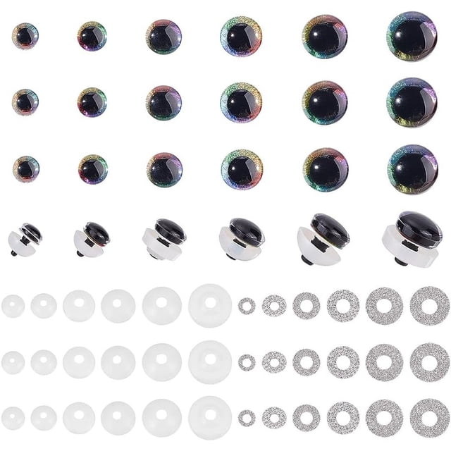24 Sets Glitter Safety Eyes Craft Eyes Glitter Animal Eyes Crochet Eyes ...