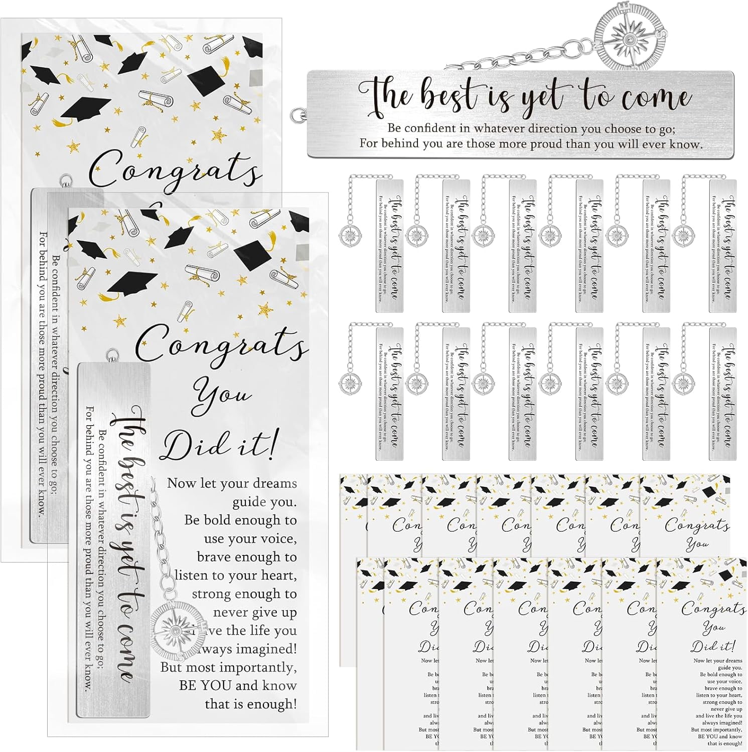 24 Sets Graduation Gift for Graduates Compass Bookmarks The Best is Yet ...