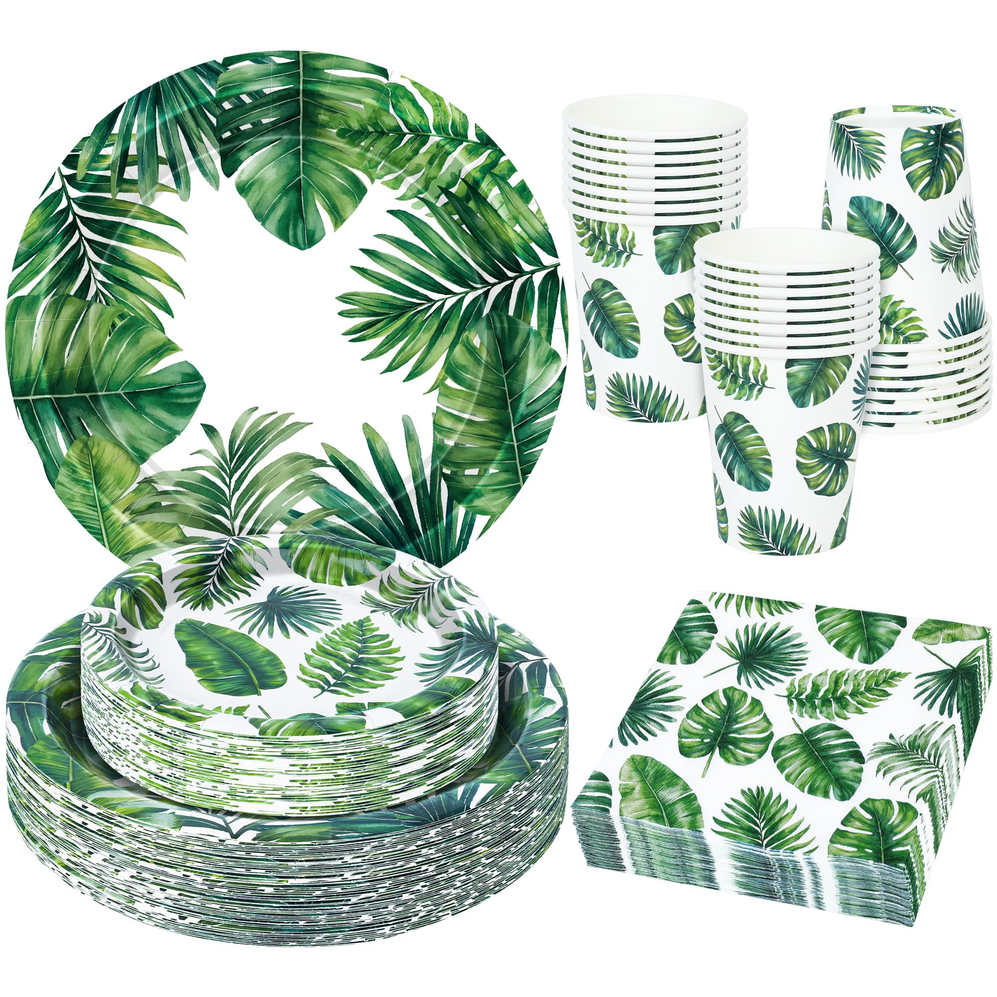 24 Sets Hawaiian Luau Party Decorations, AFN1Tropical Palm Leaf ...