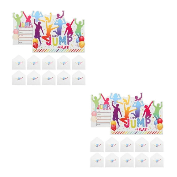Sets Jumping Theme Birthday Party Invitations With Envelopes Skipping ...