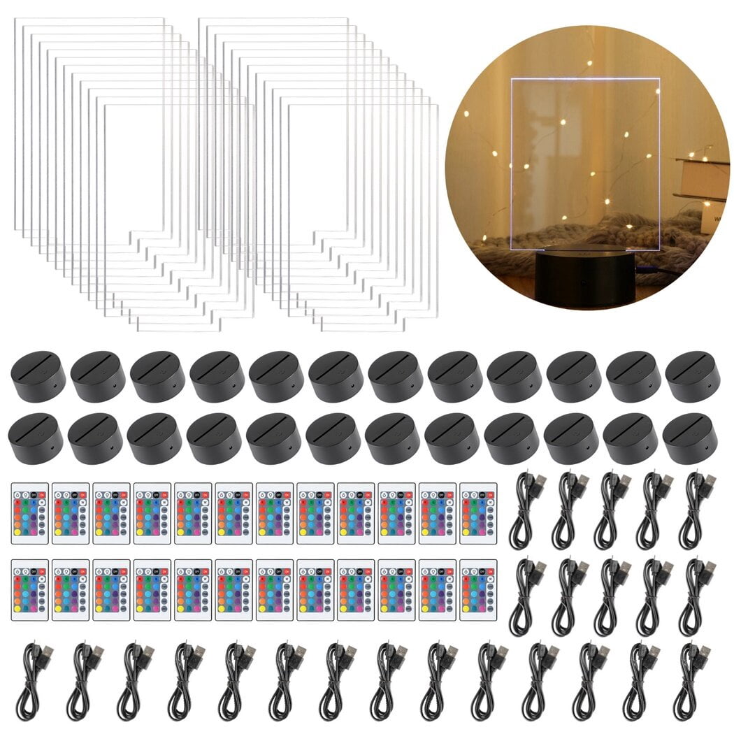 24 Sets LED Lights with Acrylic Sheets, Night LED Lights Lamps ...