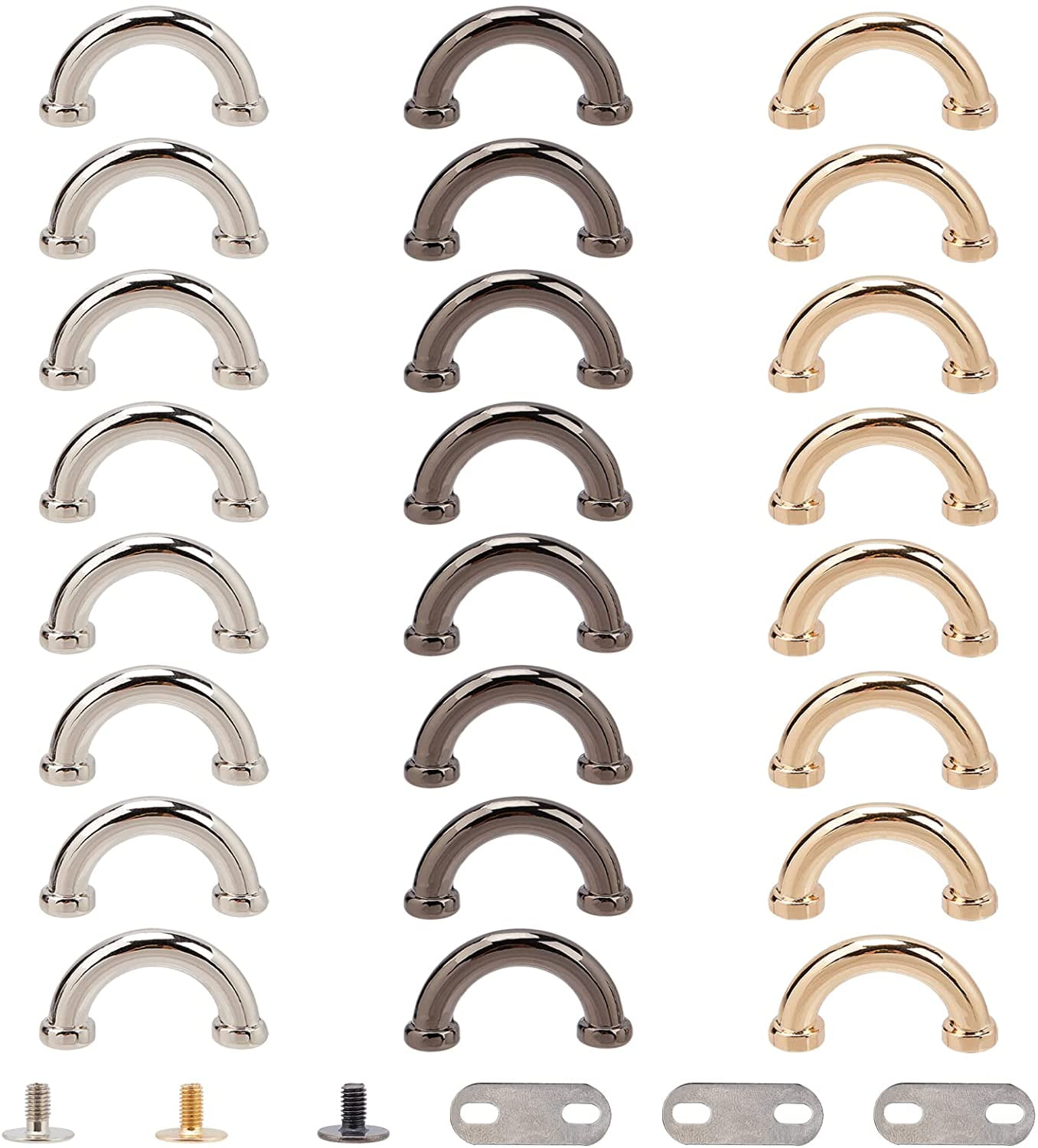 WADORN 24 Sets Metal D-Ring Connector Buckles for Bag 3 Colors Arch ...