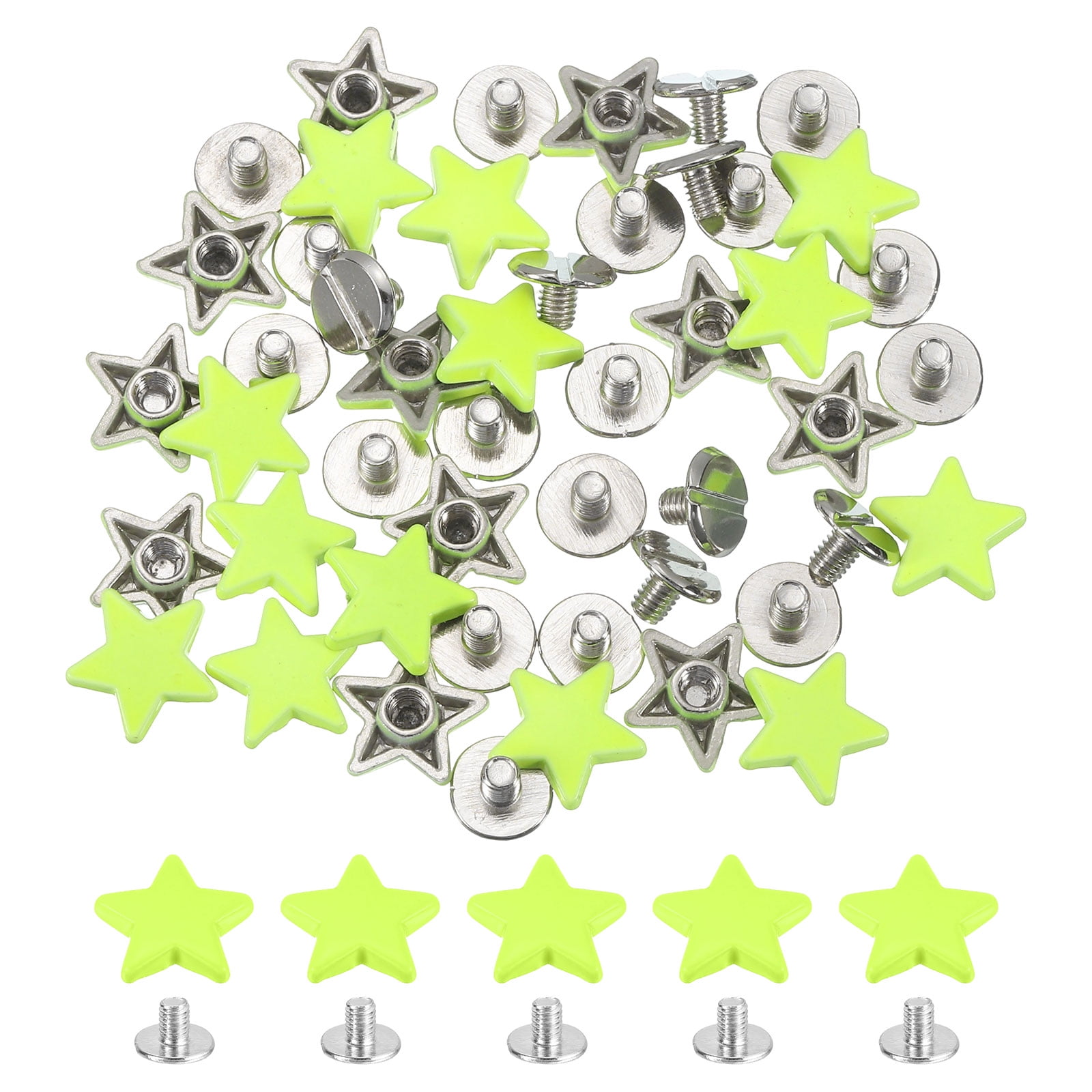 24 Sets Metal Star Rivets Studs, 12mm Star Rivets Screw Nailhead Punk ...