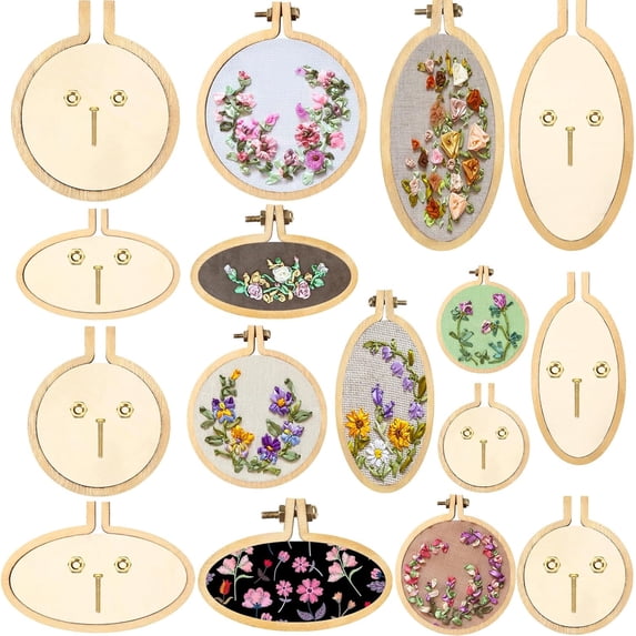 24 Sets Mini Embroidery Hoop Wooden Mini Stitch Hoop Ring for DIY ...