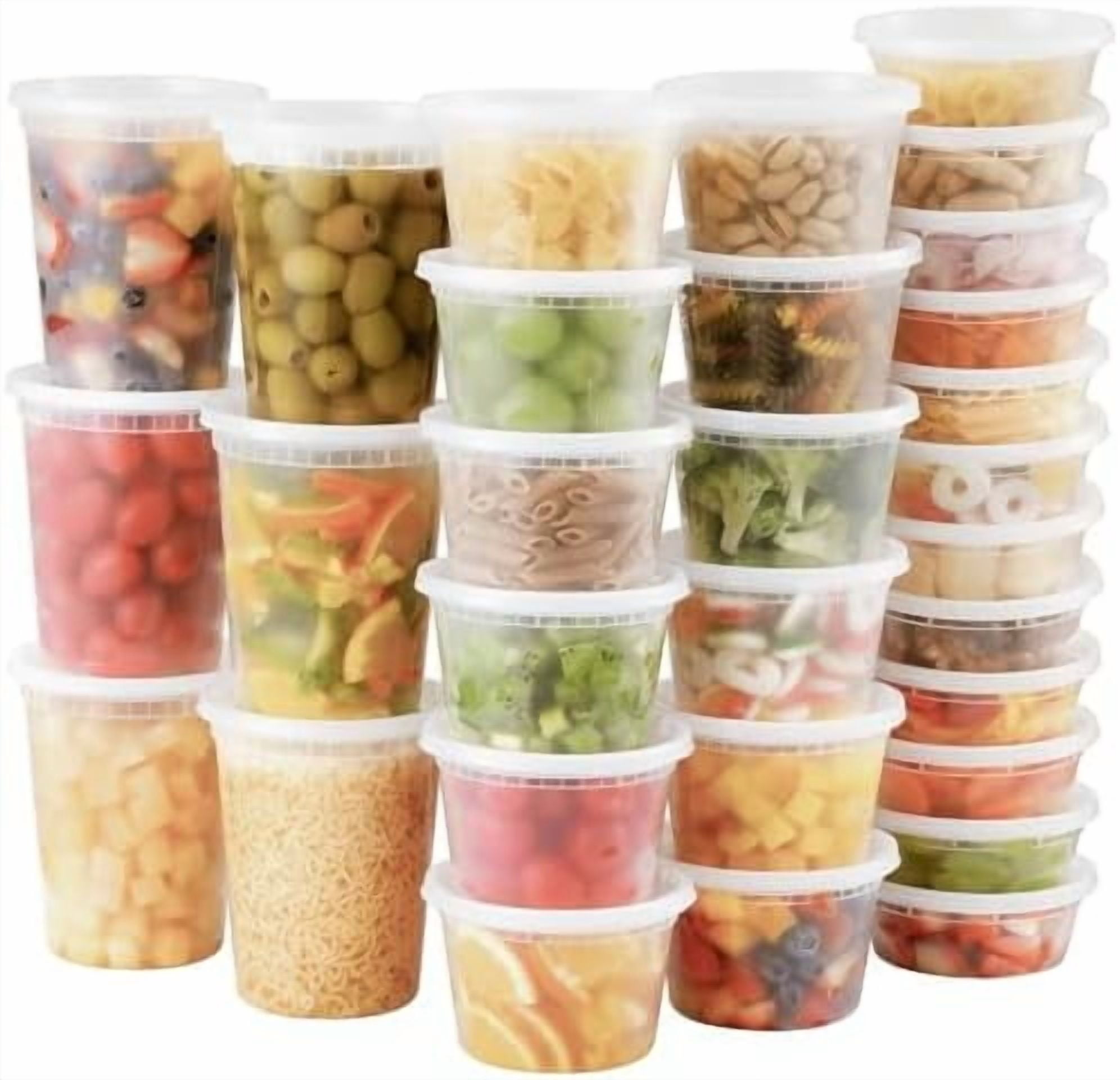 24 Sets Plastic Deli Food Containers With Lids, 8 oz 16oz 32oz Variety ...
