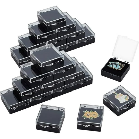 24 Sets Plastic Gift Box For Pin with Velvet Inside 1.73x1.97x0.87inch ...