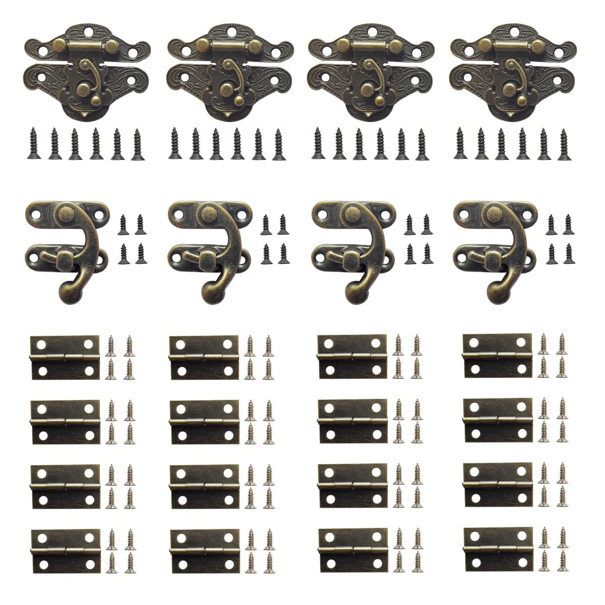 24 Sets Retro Jewelry Box Hinges and Latches Hooks, Small Latches ...