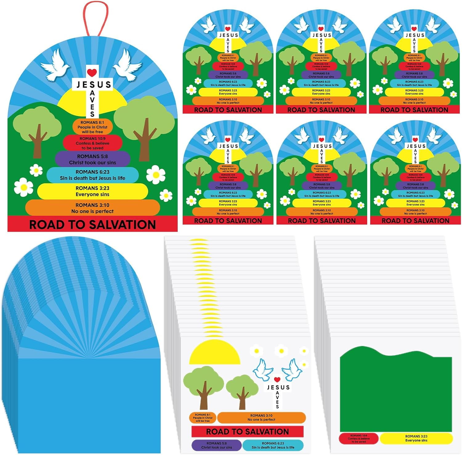 24 Sets Romans Road to Salvation Sign Kit Sunday School Crafts for Kids ...