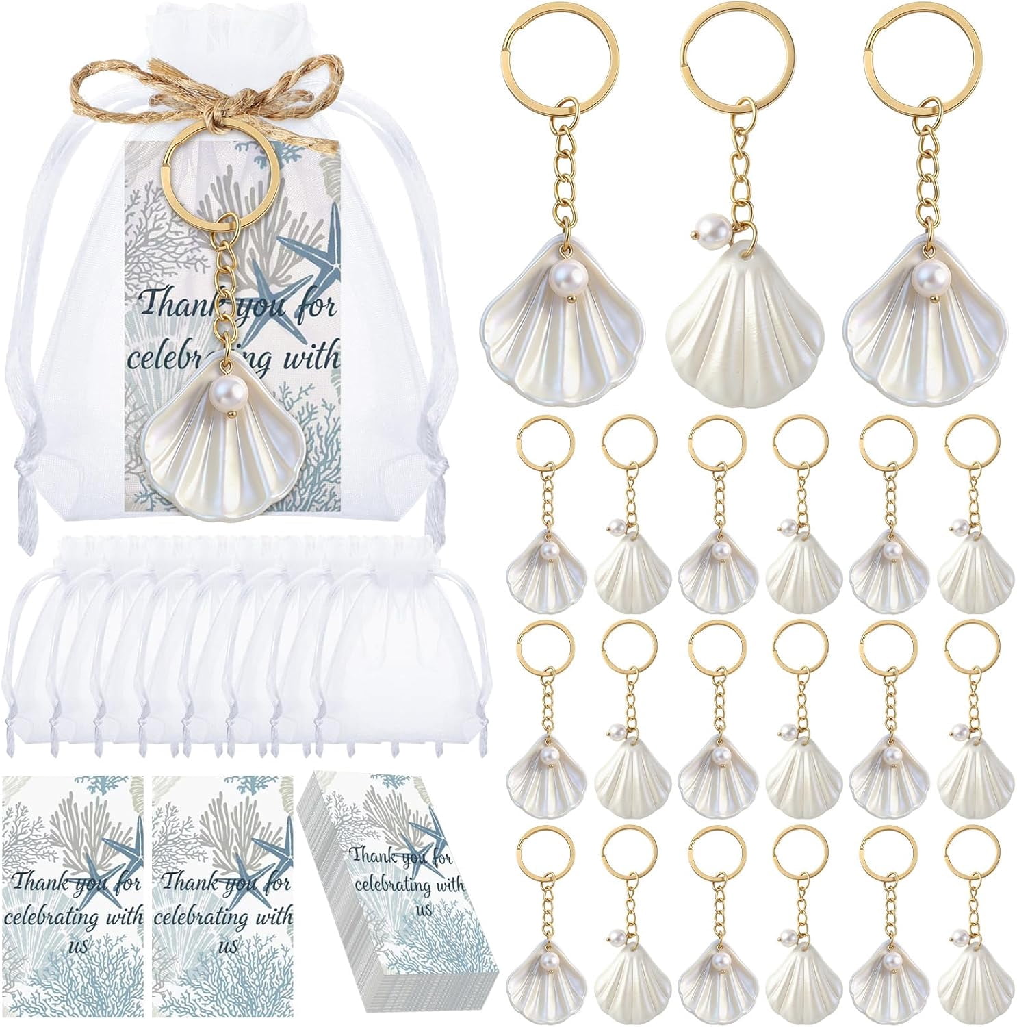 24 Sets Seashell Keychain Beach Party Favor Last Toast on The Coast ...