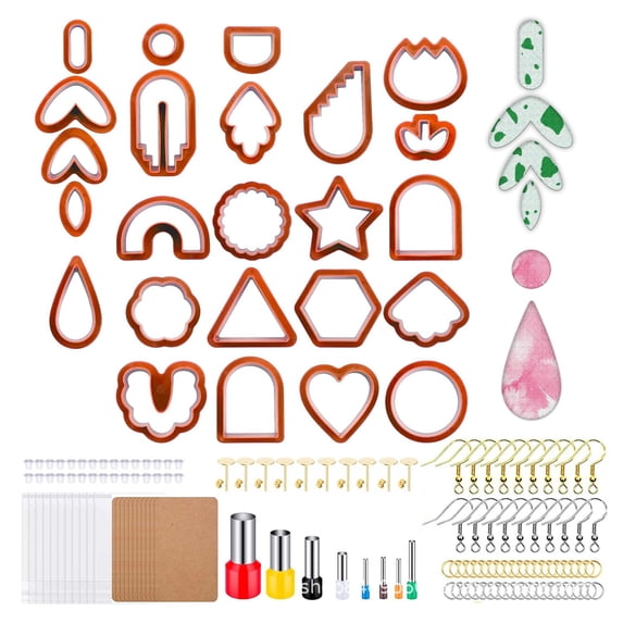 24 Shapes Polymer Clay Cutters, DIY Earring Making Kit of 142 Pcs Incl ...