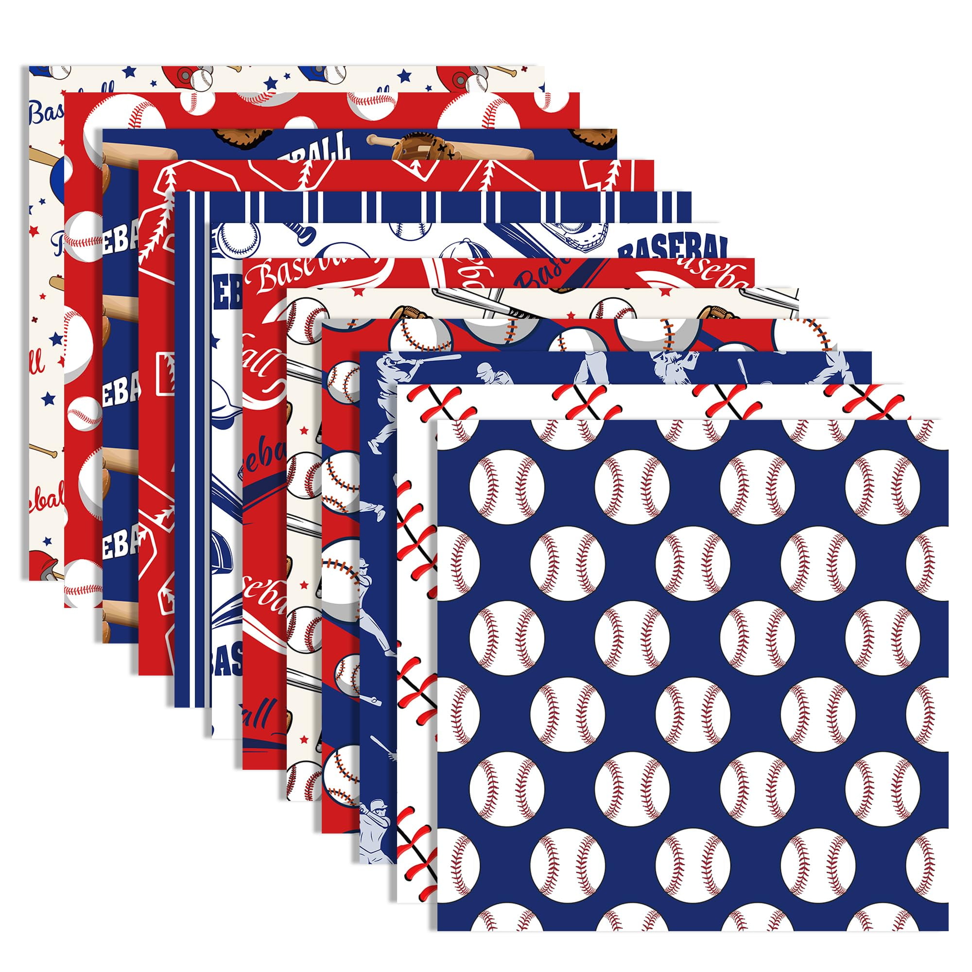 24 Sheet Baseball Pattern MSF2 Paper Baseball Scrapbook Paper Inches ...