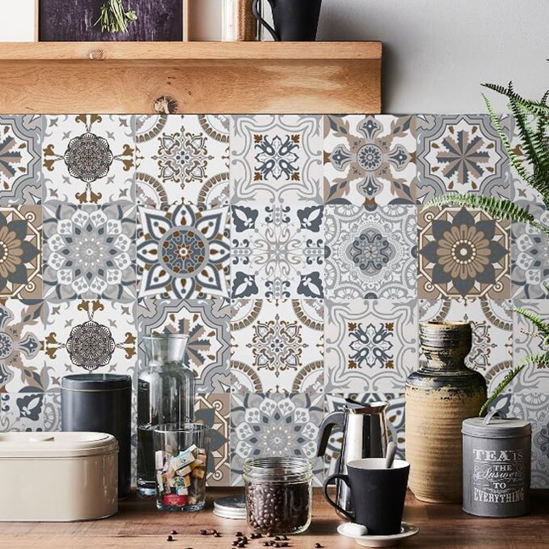 24 Sheet Wall Stickers Self Adhesive Waterproof Vinyl Retro Flowers ...