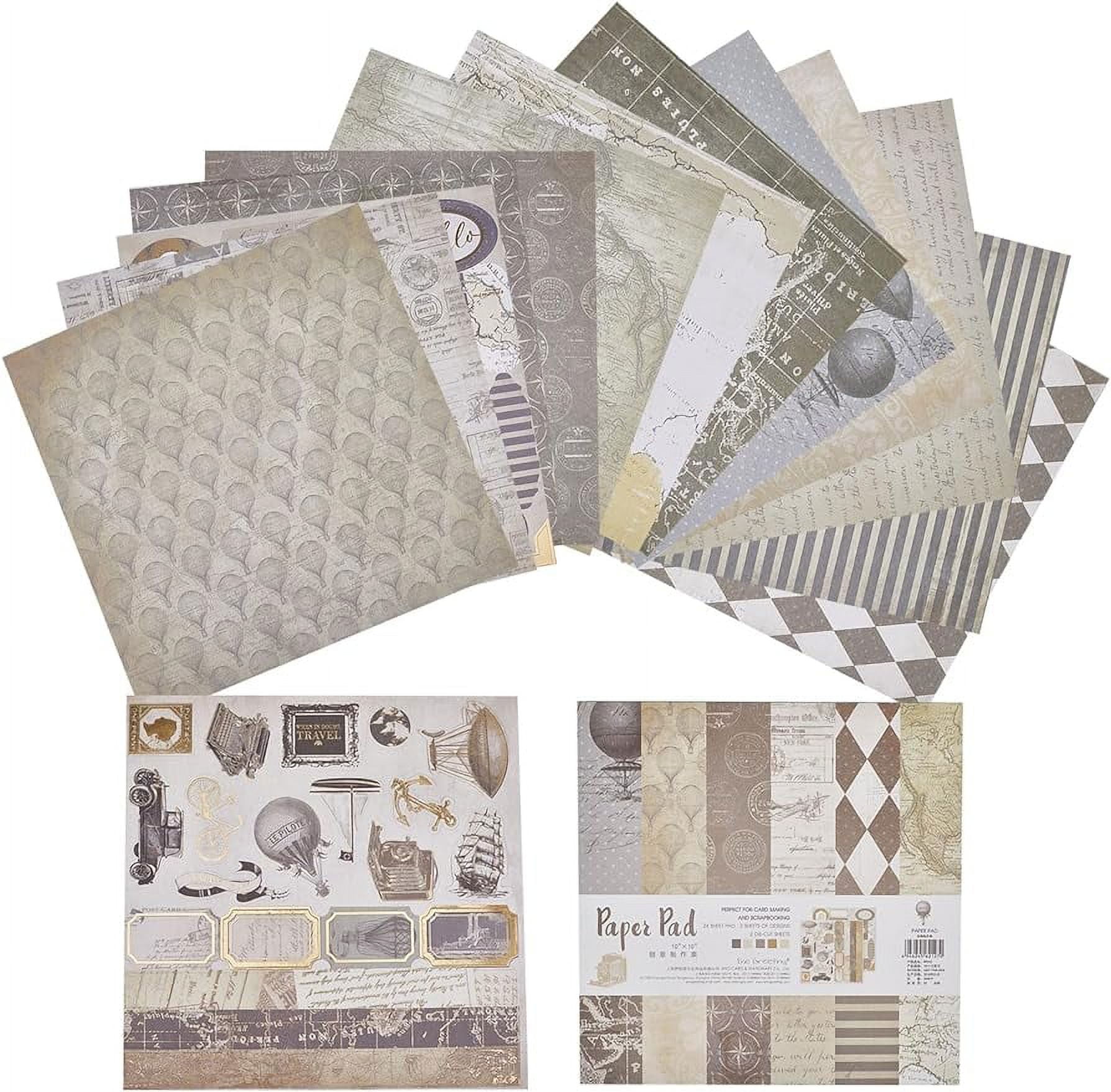 24 Sheets 12 Styles 10x10 Inch Vintage Scrapbook Paper Pads Classic ...