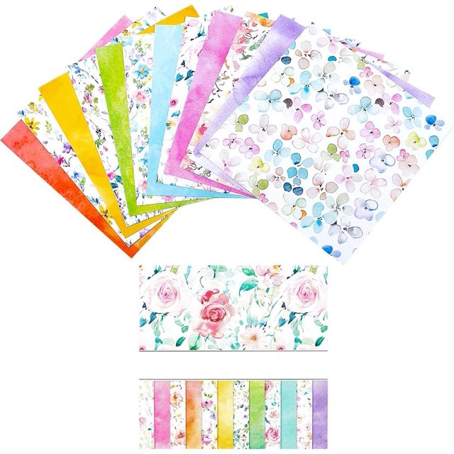 24 Sheets 12 Styles Flower Scrapbook Paper Pad 5.98x5.98inch Watercolor ...