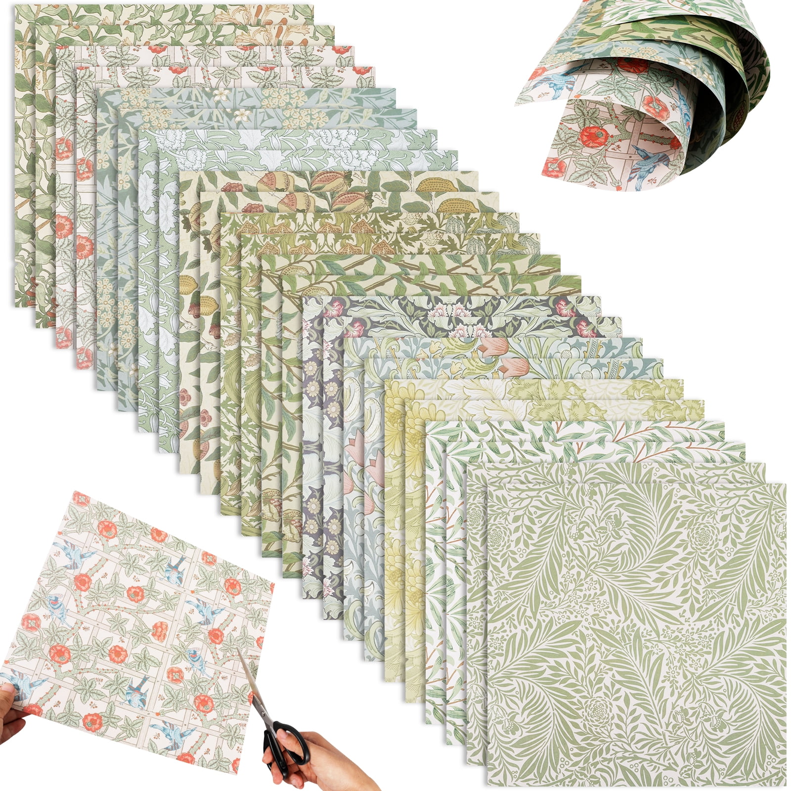 24 Sheets 12x12in Scrapbook Paper Double Sided Floral Craft Paper ...
