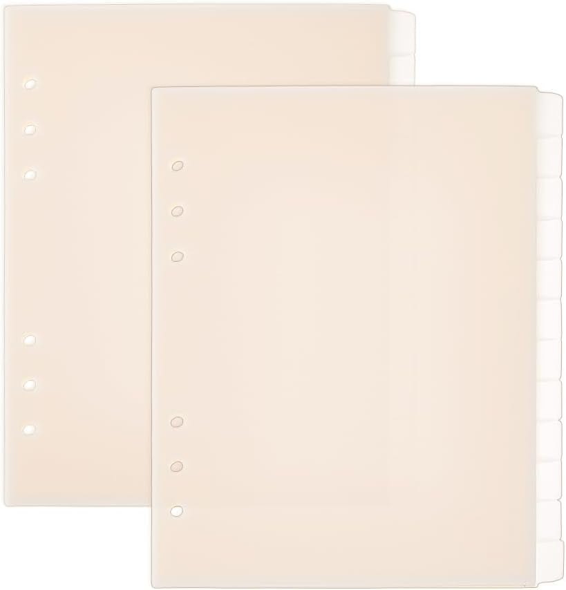 24 Sheets 6 Hole A5 Beige Binder Dividers 12 Tab Binder Dividers ...