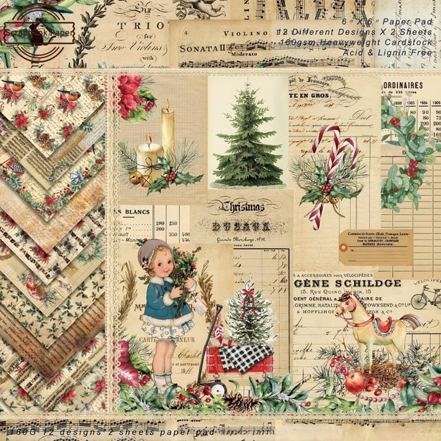 SunWMart 24 Sheets 6x6 Inch Scrapbooking Card Stock Decorative ...