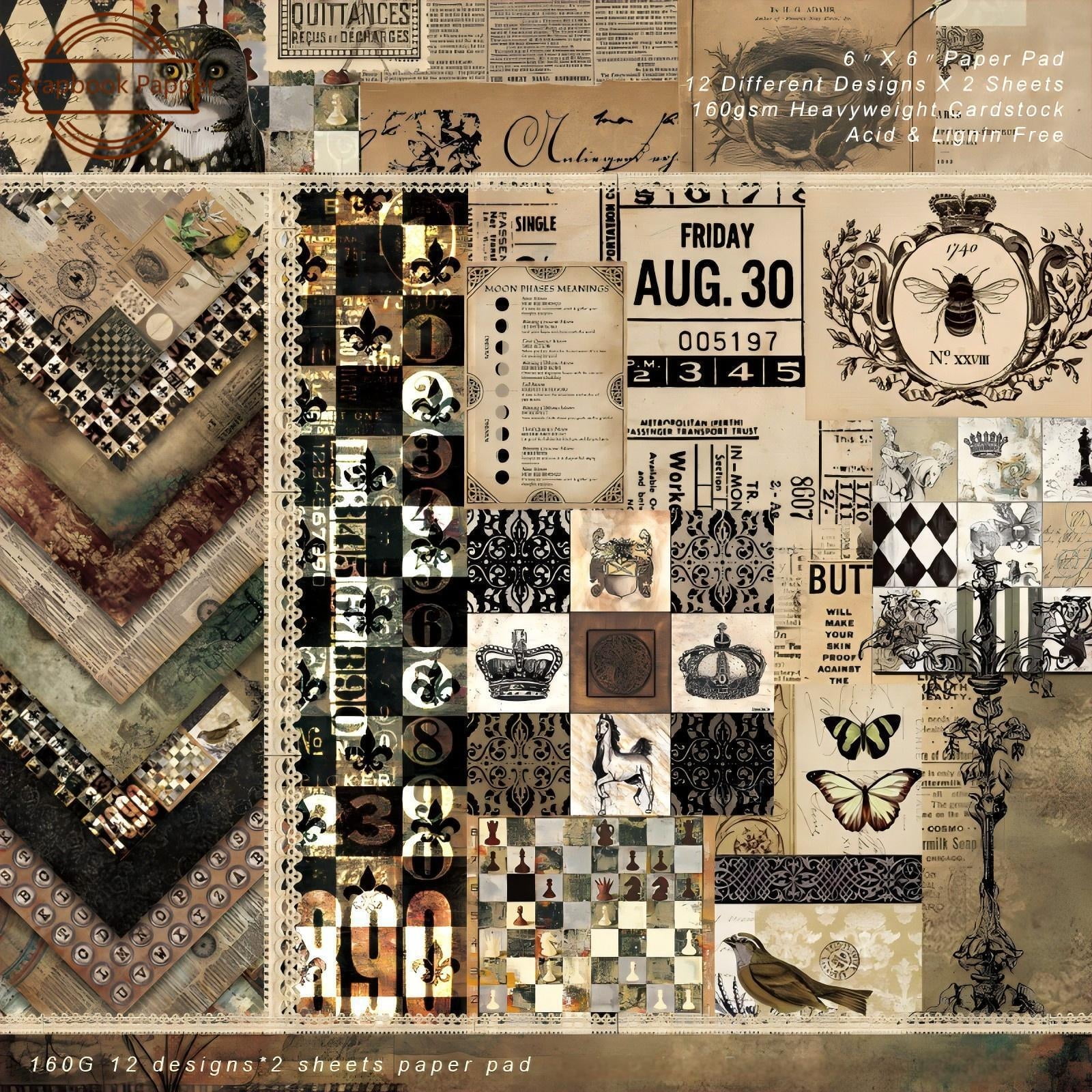 SunWMart 24 Sheets 6x6 Inch Scrapbooking Card Stock Decorative ...