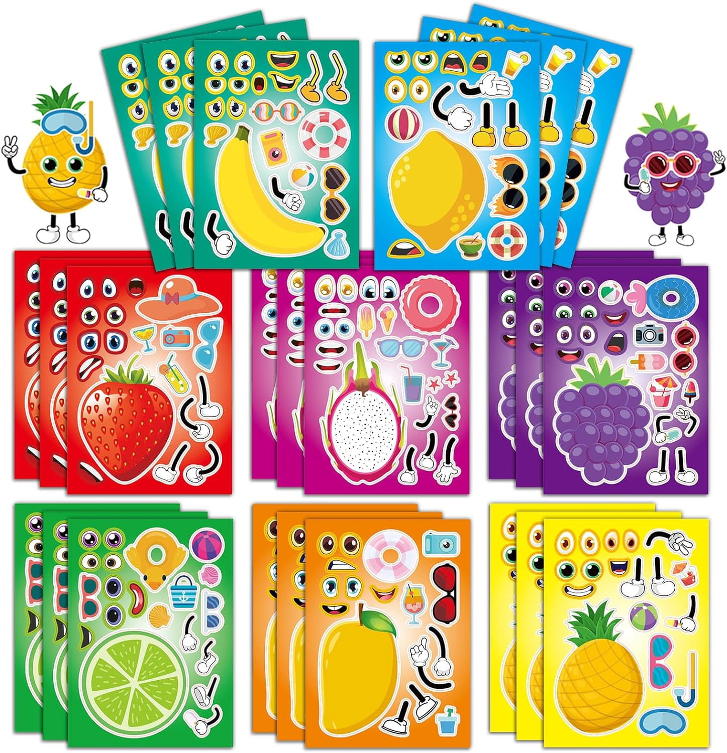 24 Sheets 8.3''×5.9'' Make Your Own Fruit Stickers for Toddlers Kids ...