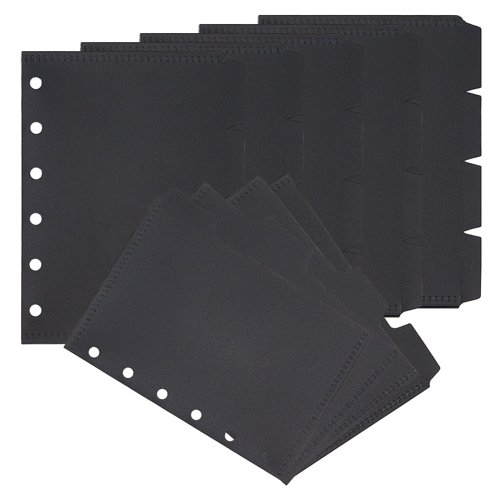 24 Sheets A7 4.84x3.58inch 6-Holes Plastic Binder Dividers Black Index ...