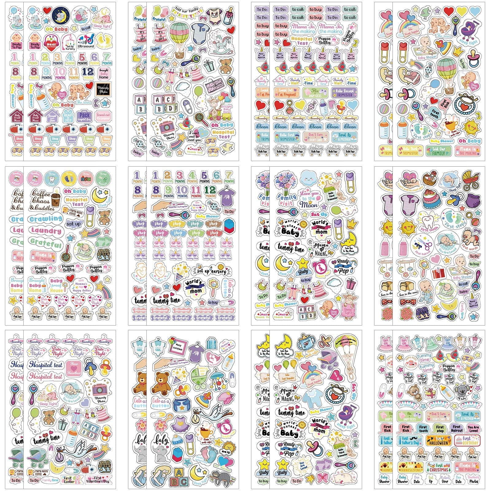24 Sheets Baby Scrapbook Stickers 1000+ New Pregnancy Planner Sticker ...