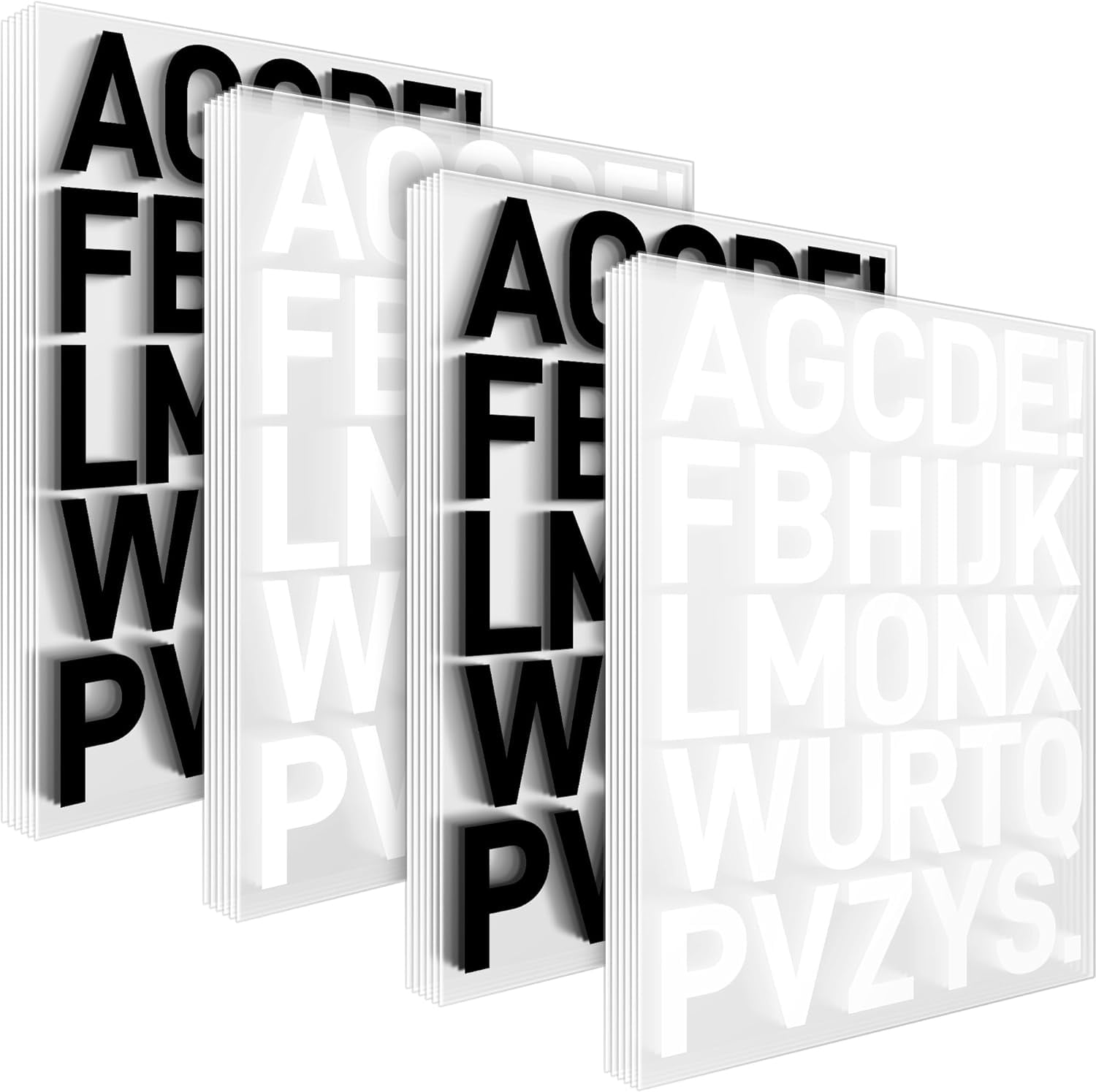 24 Sheets Black and White Iron On Letters for Clothing - Heat Transfer ...