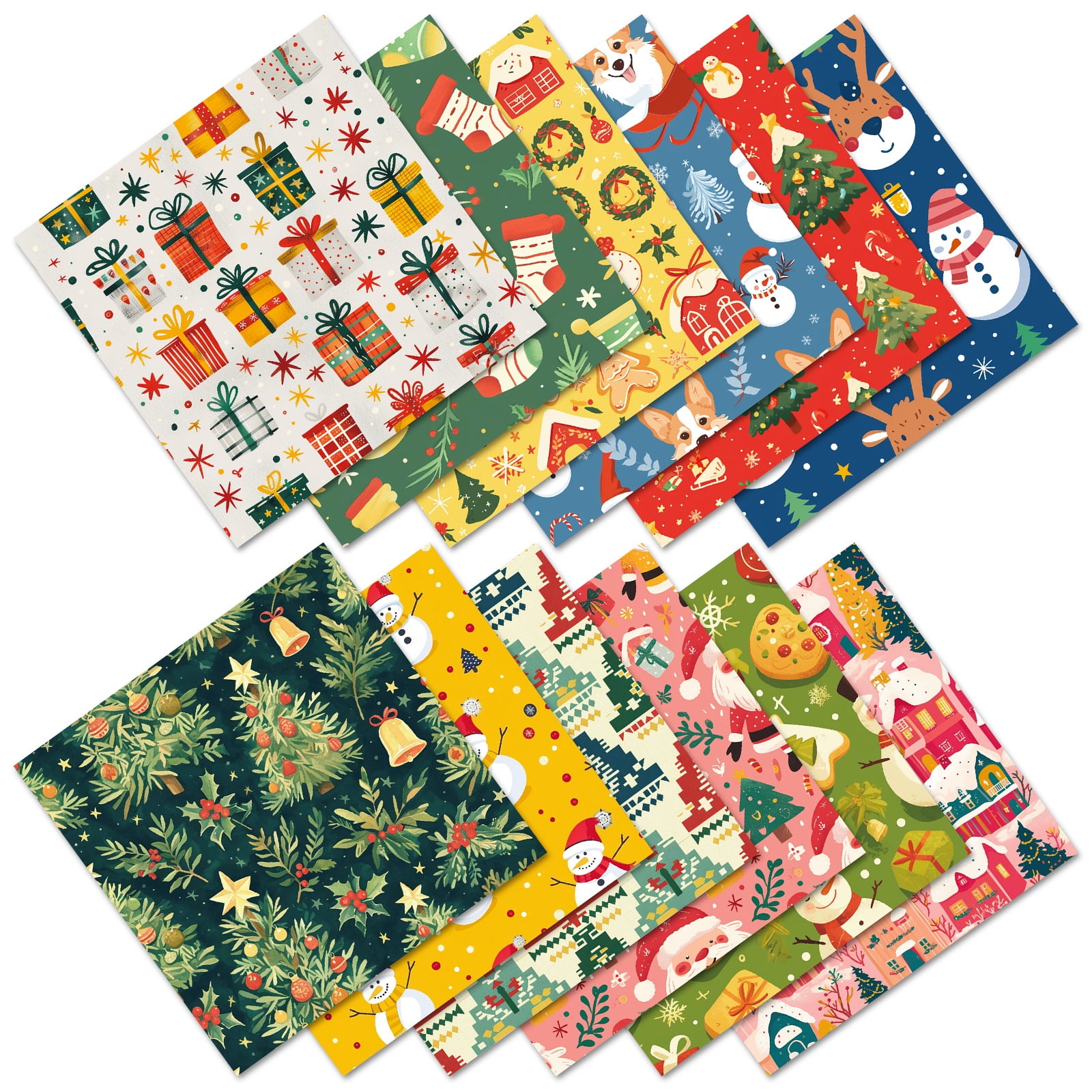 24 Sheets Christmas Scrapbook Paper 6 x 6 Inch - 12 Designs Printing ...