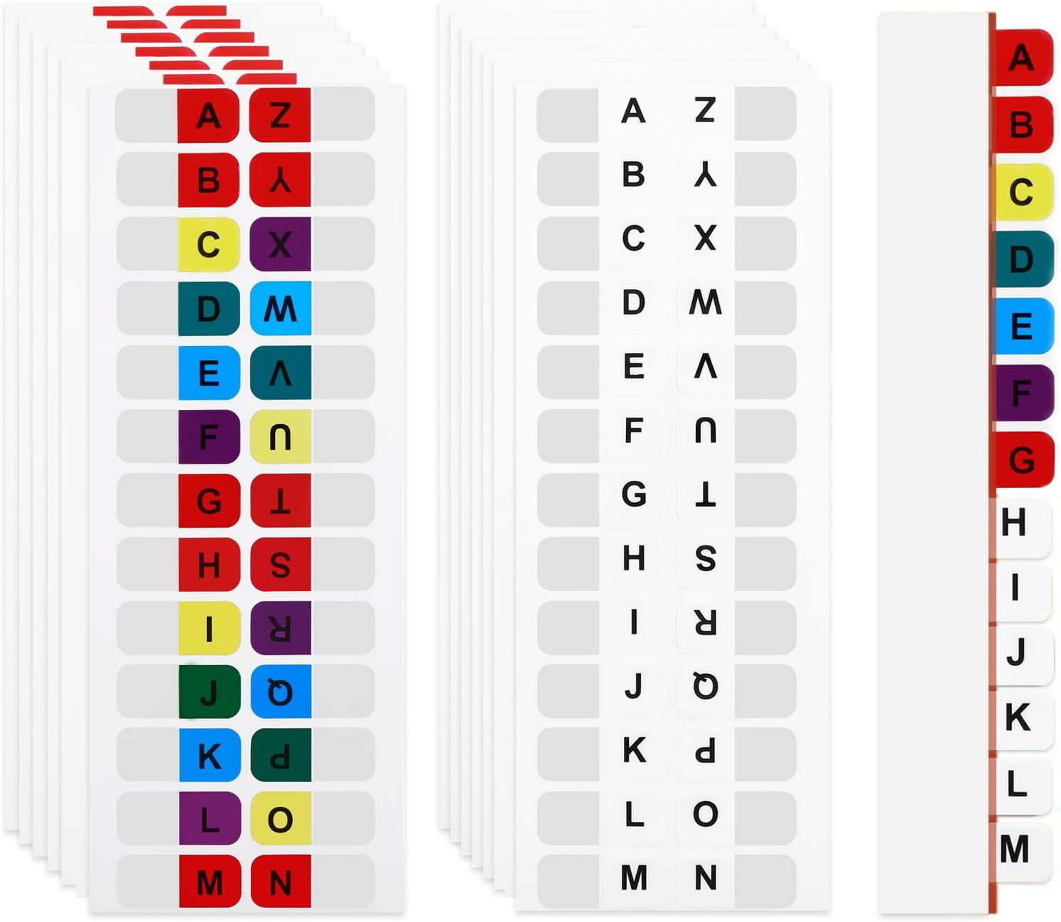 24 Sheets Colorful A to Z Letters Index Labels Waterproof Alphabet ...