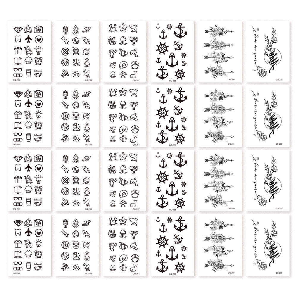 24 Sheets Fake Temporary Tattoo Stickers, Collection Adults Tattoo ...