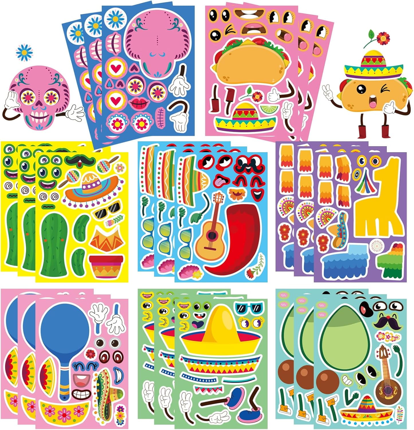 24 Sheets Firefighter Stickers for Kids, Make-a-face Fireman Stickers ...