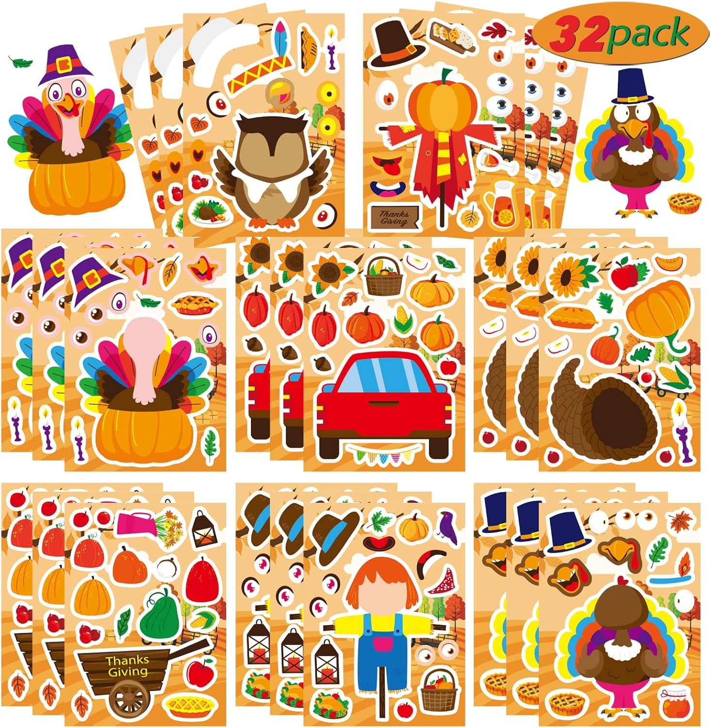 24 Sheets Firefighter Stickers for Kids, Make-a-face Fireman Stickers ...