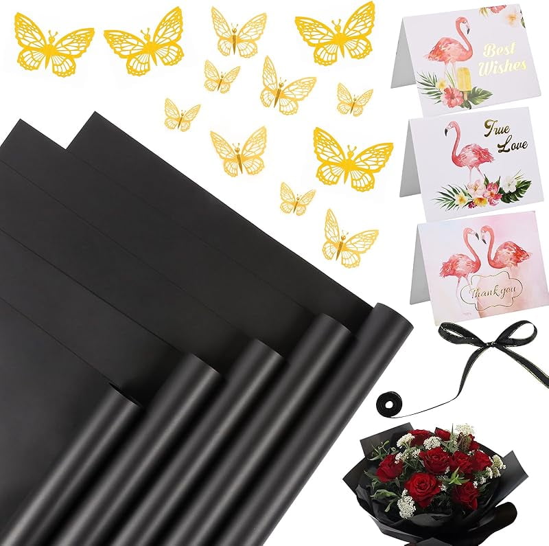 24 Sheets Flower Wrapping Paper - Waterproof Floral Bouquet Wrapping ...