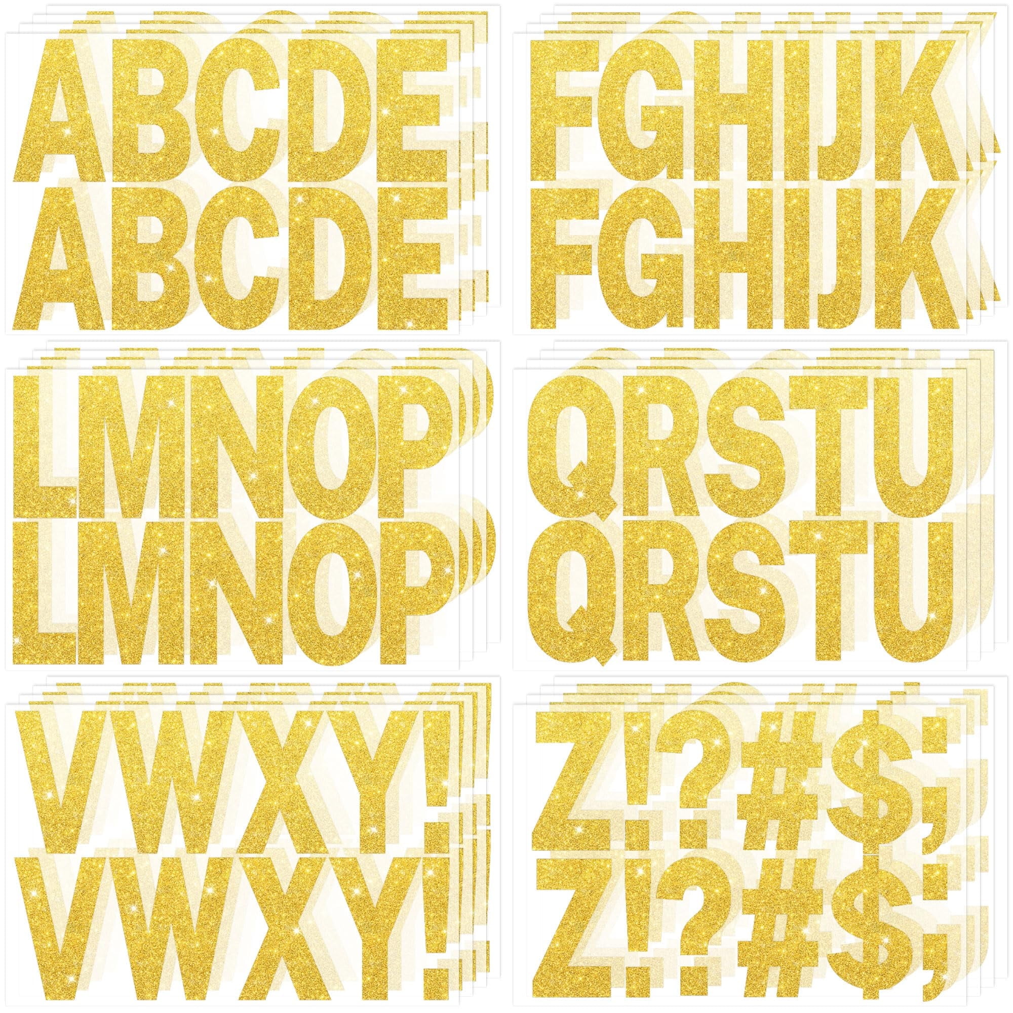 24 Sheets Gold Letter Stickers 256Pcs 2.5 Inch Large Glitter Alphabet ...