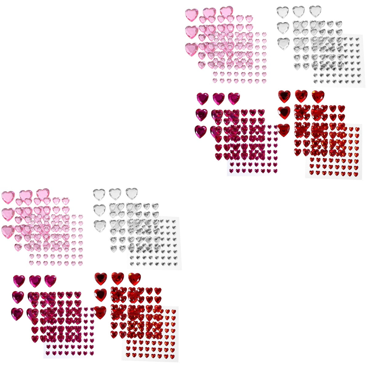 24 Sheets Heart Gem Stickers Adhesive Sticker Flat Back Heart Gems for ...