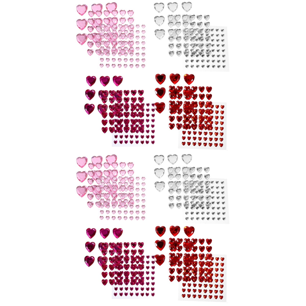 24 Sheets Heart Gem Stickers Adhesive Sticker Flat Back Heart Gems for ...