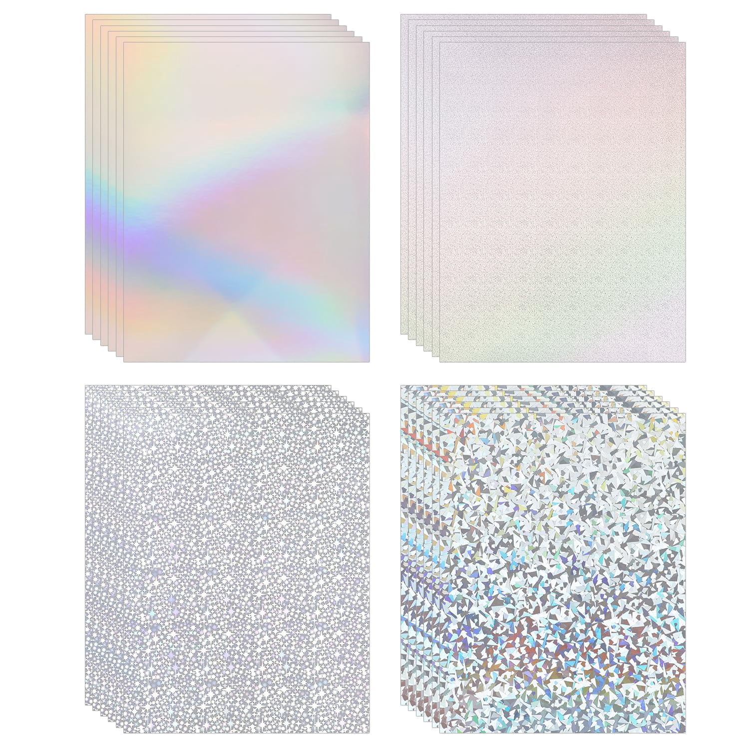 24 Sheets Holographic Card STF9 Stock 11" x 8.5", 250gsm/92lb Metallic ...