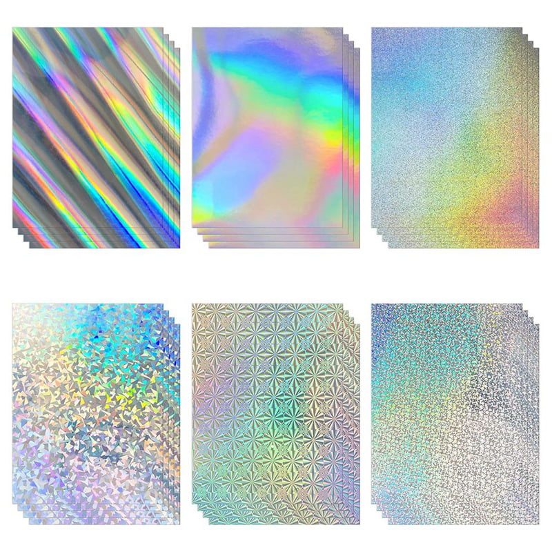 24 Sheets Holographic Cardstock 8.5x11in, 250gsm/92lb 6 Mixed Styles ...