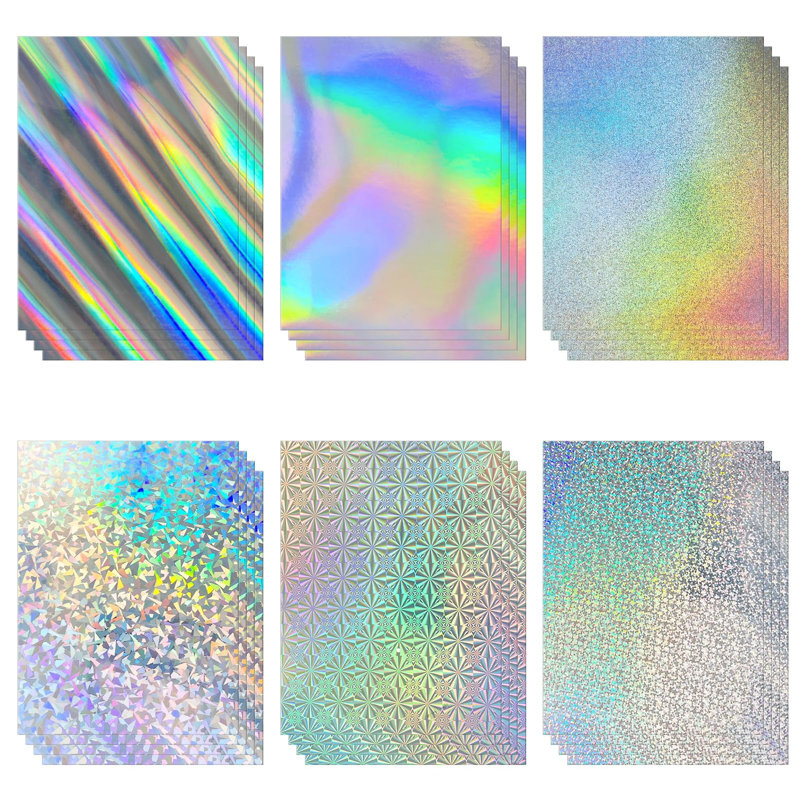24 Sheets Holographic Cardstock DHF10 8.5 x 11in, 250gsm/92lb Metallic ...
