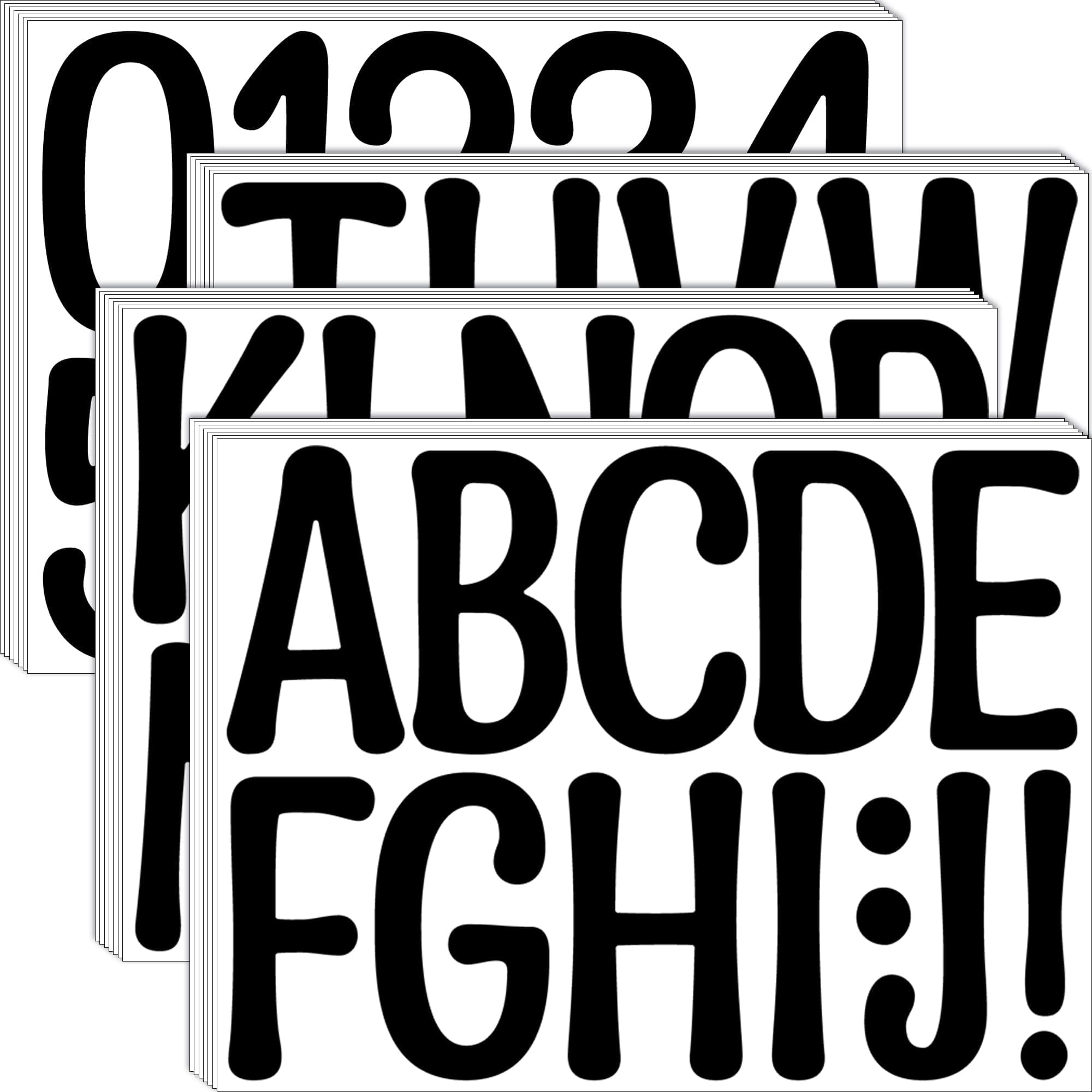 Neasyth 24 Sheets Large Letter Stickers 4 in Black Alphabet Numbers ...