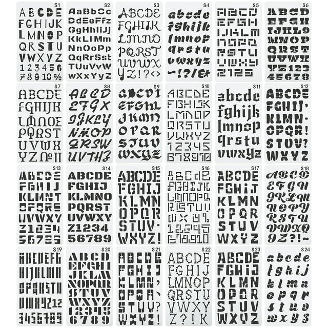 24 Sheets Letter Stencils Alphabet Journal Stencils Reusable Plastic ...